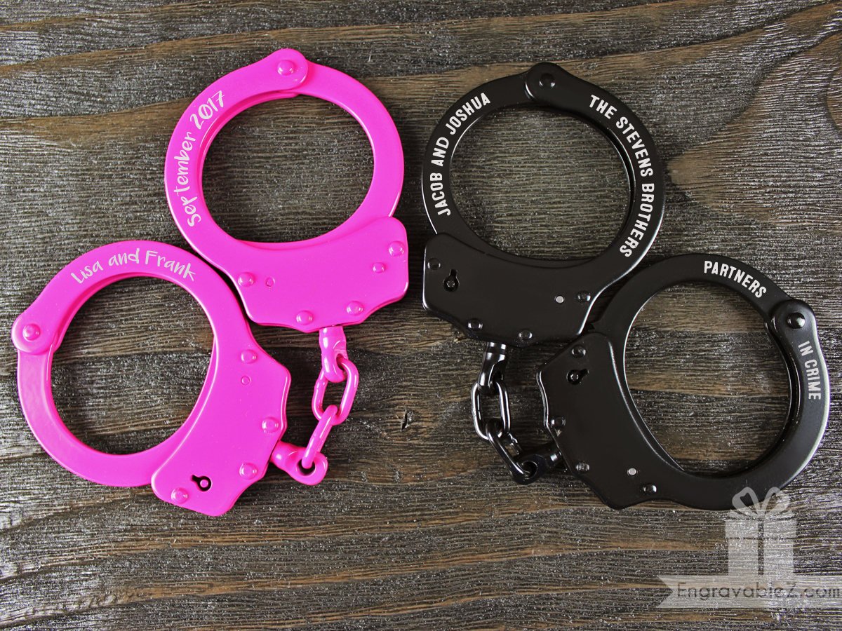 Custom Engraved Handcuffs - Locked in Love - Tempe Trophy