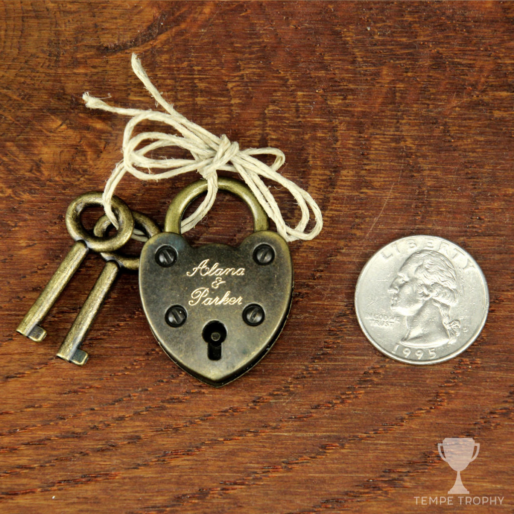 Custom Engraved Antique Mini Love Lock - Tempe Trophy