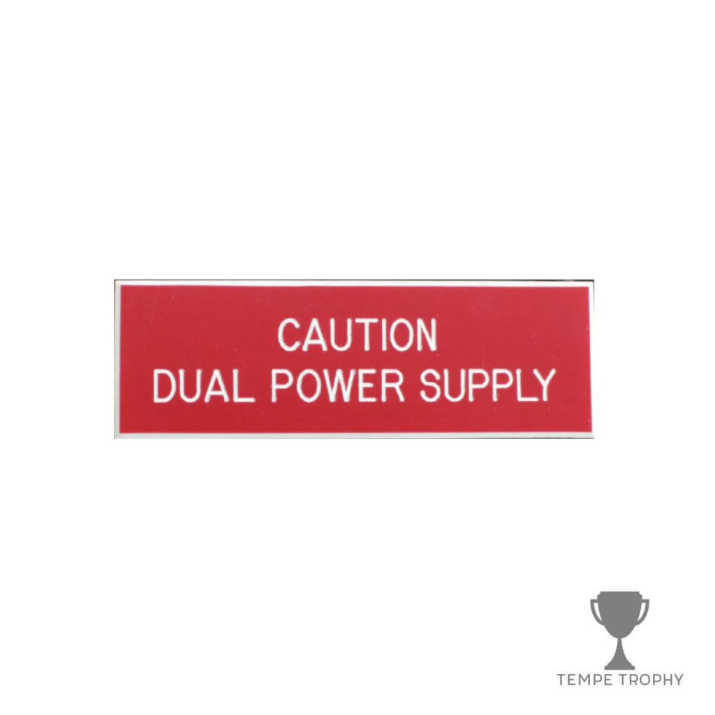 Plastic Panel Tag - Red with White Lettering - Tempe Trophy